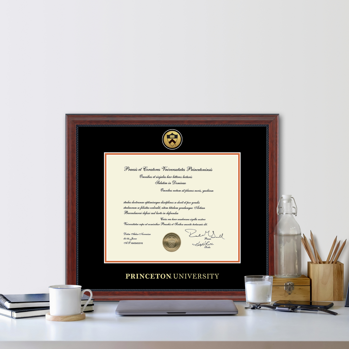 Princeton University Gold Engraved Medallion Diploma Frame in Signature ...