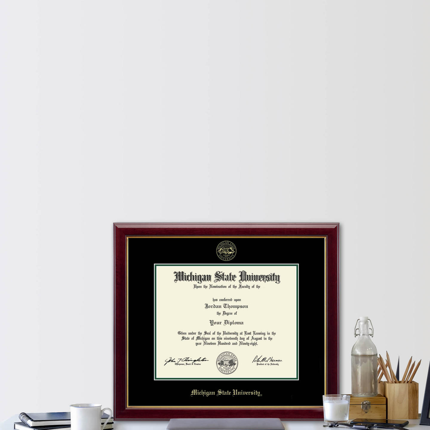 Michigan State University PhD - Gold Embossed Diploma Frame in Gallery ...