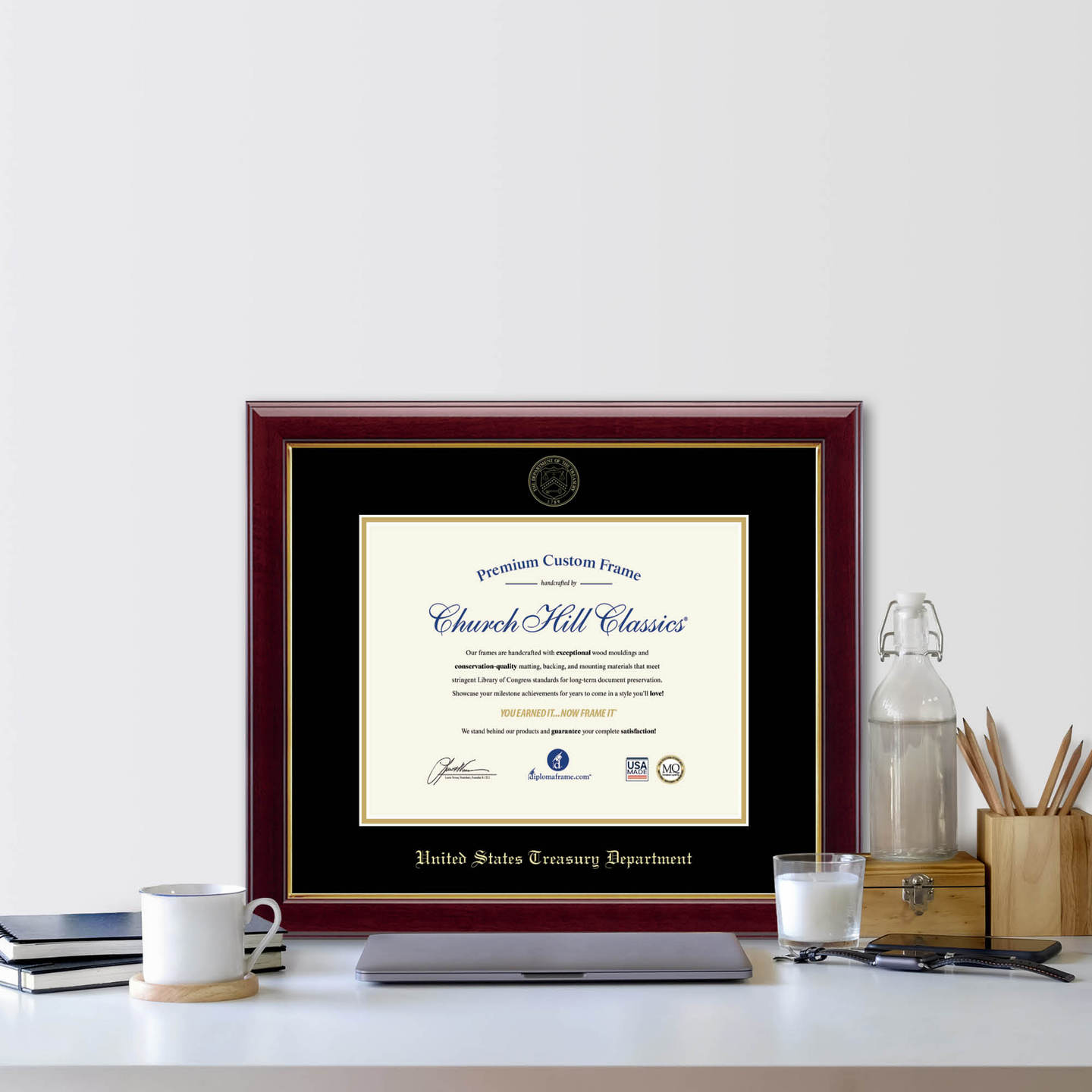 United States Treasury Department Gold Embossed Certificate Frame in ...