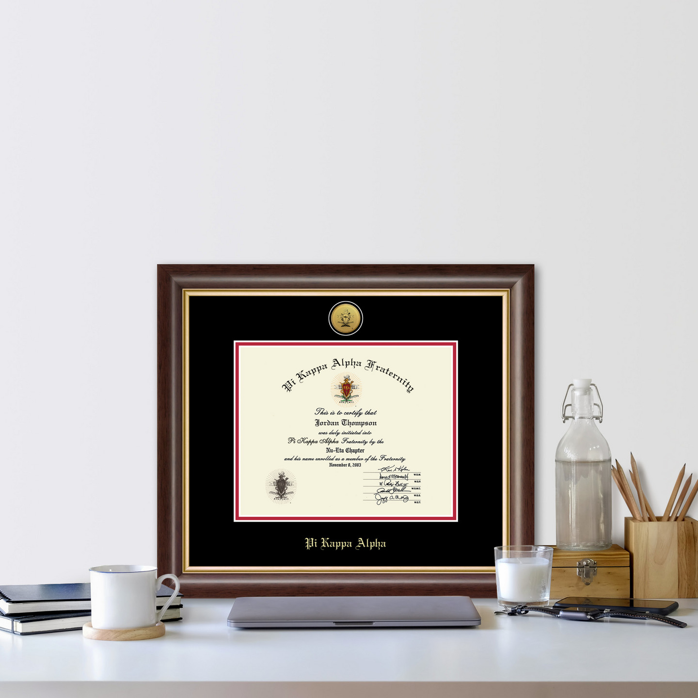 Pi Kappa Alpha Gold Engraved Medallion Certificate Frame in Hampshire - Item #209393 from Pi ...