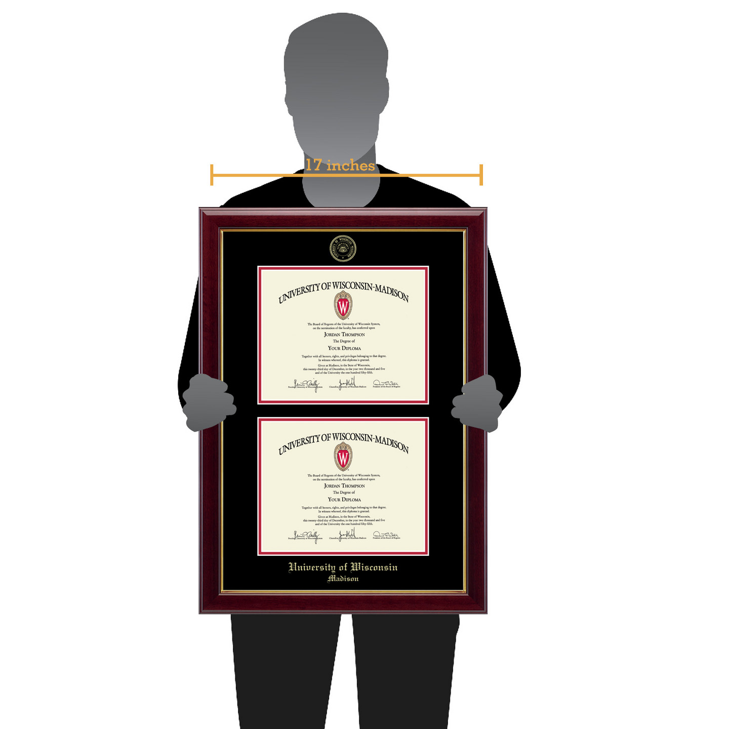 University of Wisconsin Madison Gold Embossed Double Diploma Frame in ...