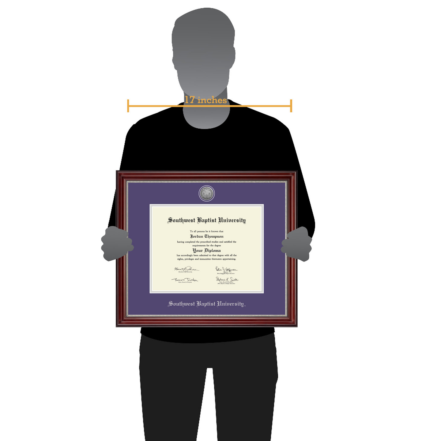 Southwest Baptist University Silver Engraved Medallion Diploma Frame in ...