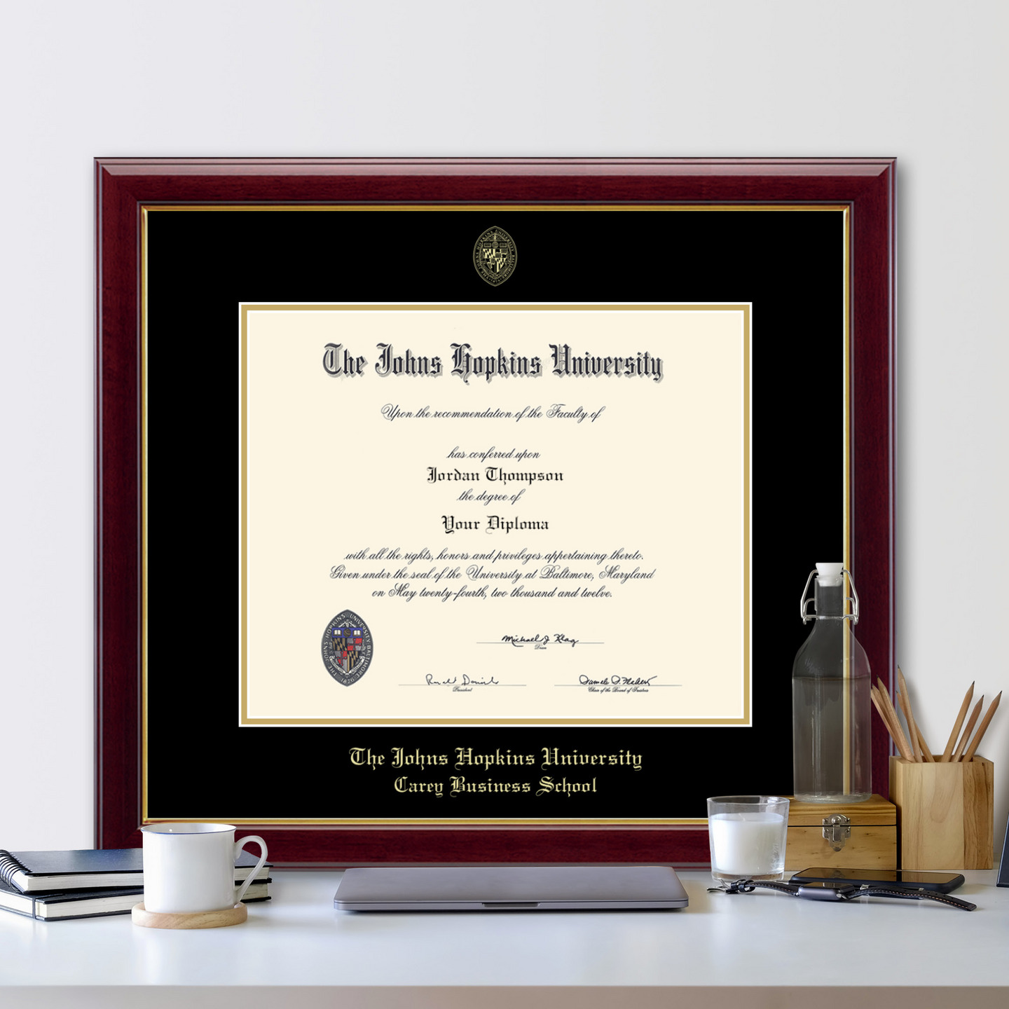 Johns Hopkins University Gold Embossed Diploma Frame in Gallery - Item ...