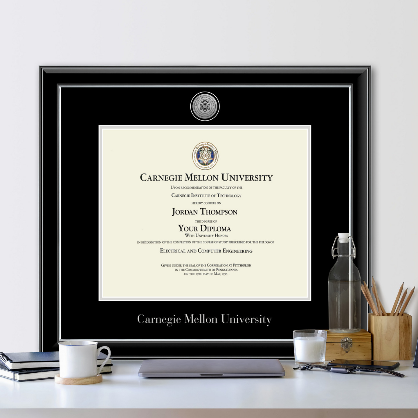 Carnegie Mellon University Silver Engraved Medallion Diploma Frame in ...