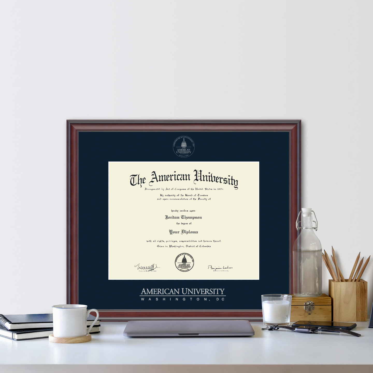 American University Silver Embossed Diploma Frame in Studio - Item ...