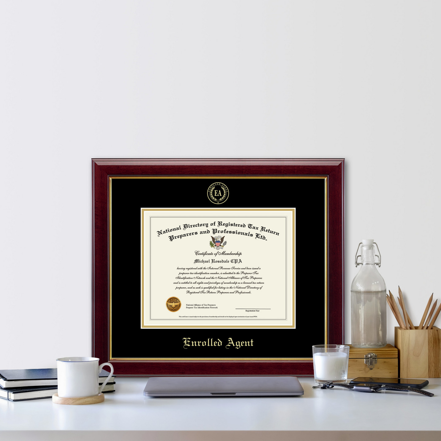 PTIN Directory Inc. Enrolled Agent Gold Embossed Certificate Frame in ...