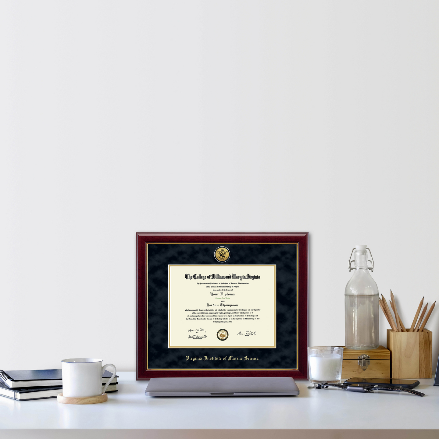 William & Mary Gold Engraved Medallion Diploma Frame in Gallery - Item ...
