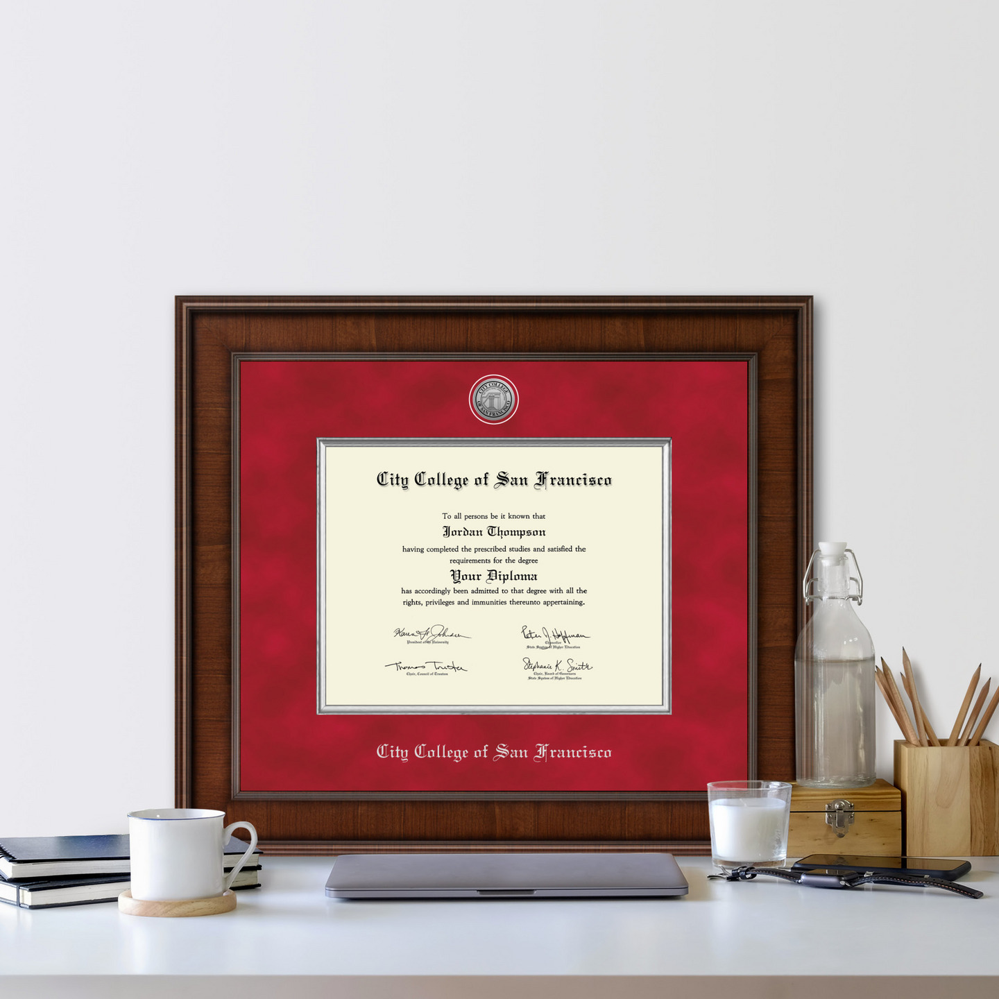City College of San Francisco Presidential Silver Engraved Diploma ...