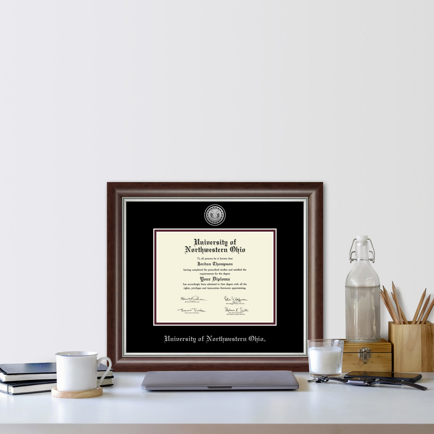University of Northwestern Ohio Silver Engraved Medallion Diploma Frame ...