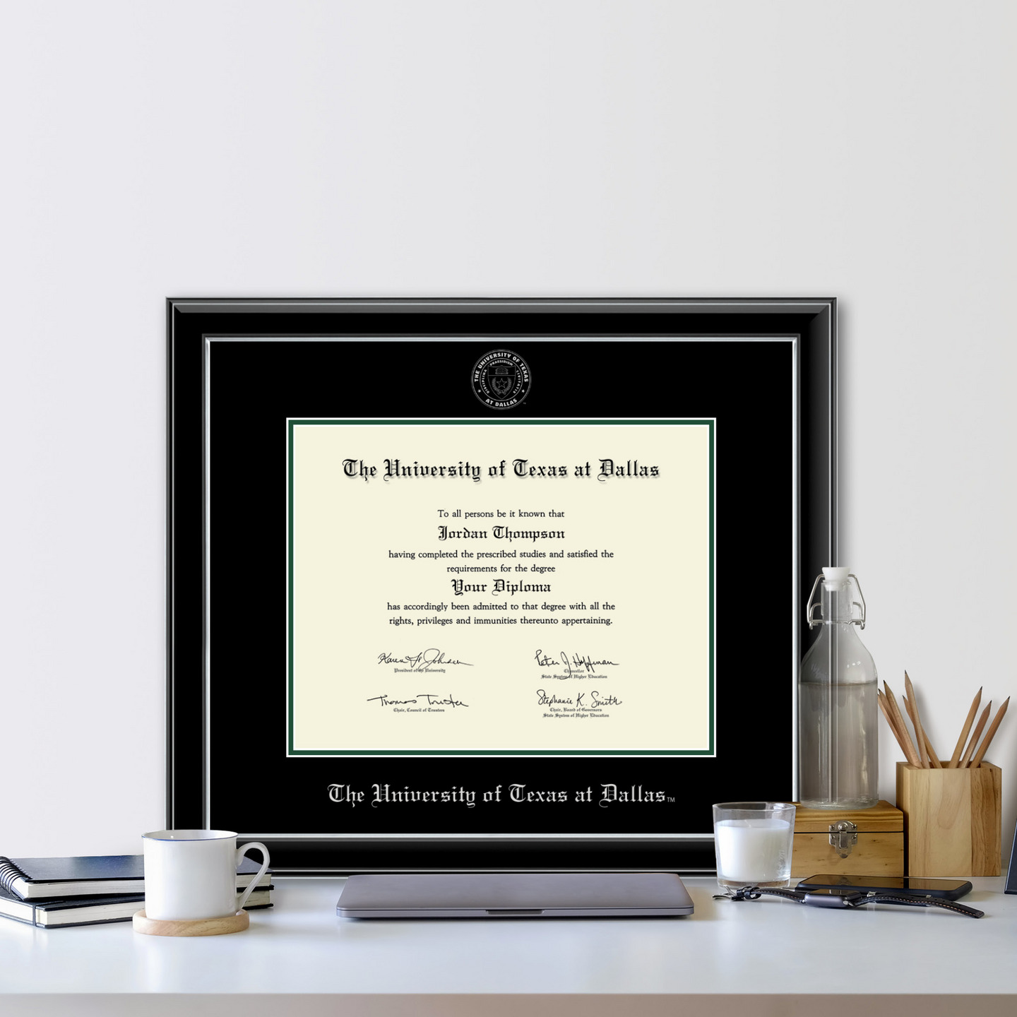 The University of Texas at Dallas Silver Embossed Diploma Frame in Onyx ...