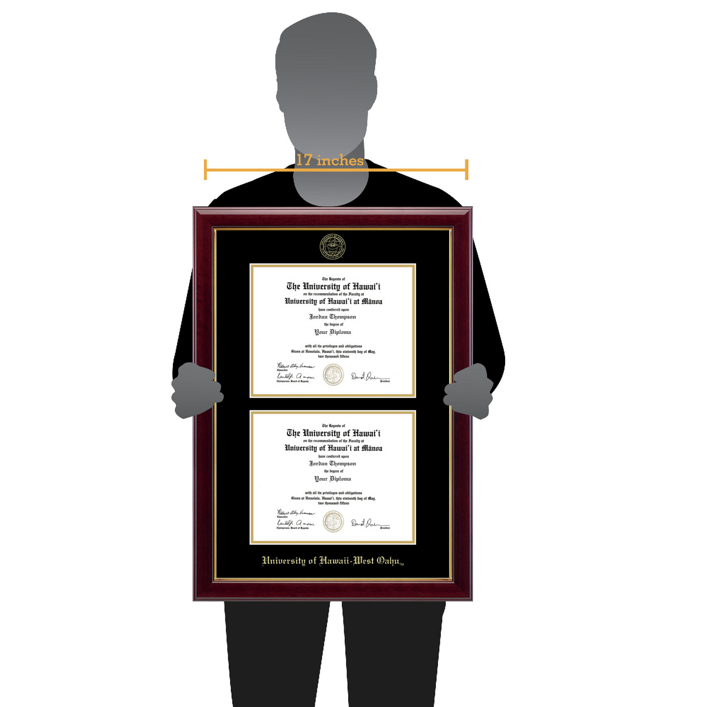 University of Hawaii West Oahu Double Document Diploma Frame in Gallery ...