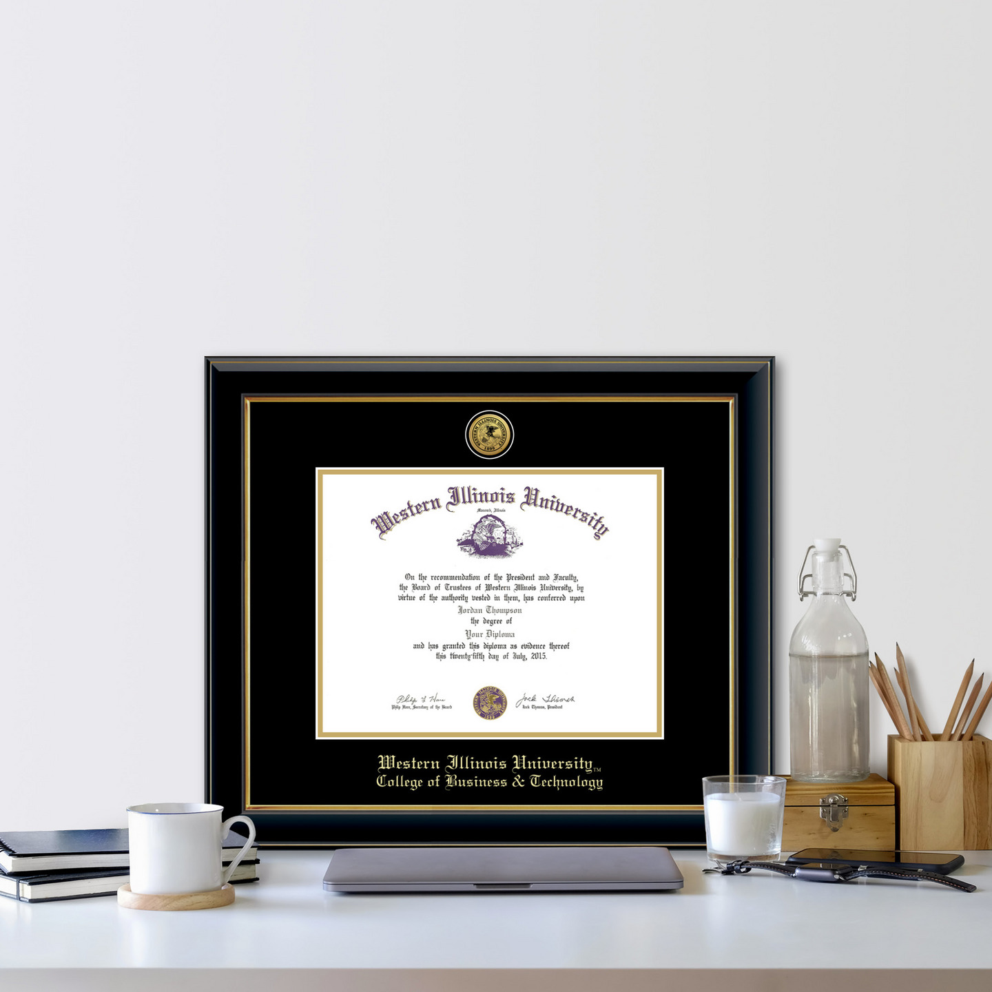 Western Illinois University Gold Engraved Medallion Diploma Frame in ...