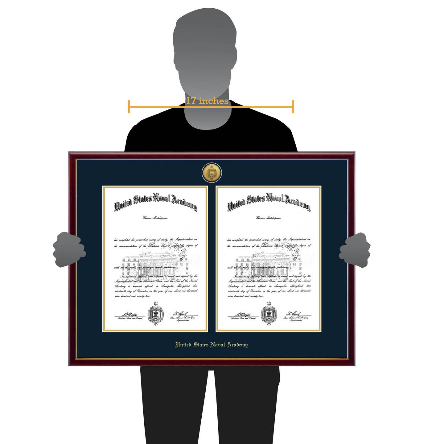 United States Naval Academy Gold Engraved Double Diploma Frame in ...