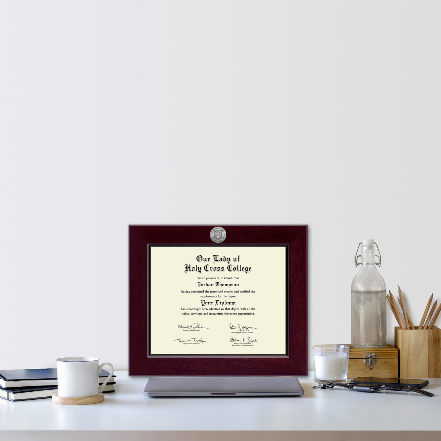 Our Lady of Holy Cross College Century Silver Engraved Diploma Frame in ...
