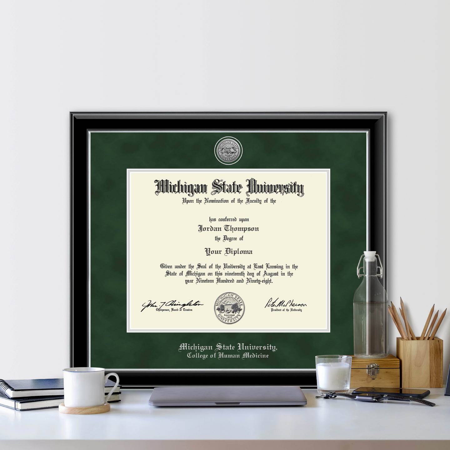 Michigan State University Silver Engraved Medallion Diploma Frame in ...