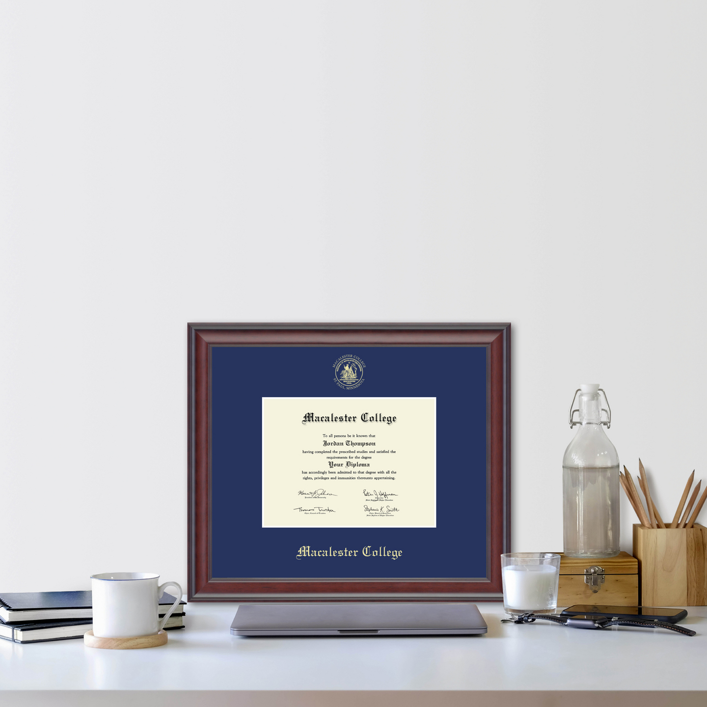 Macalester College Gold Embossed Diploma Frame in Studio - Item #256697