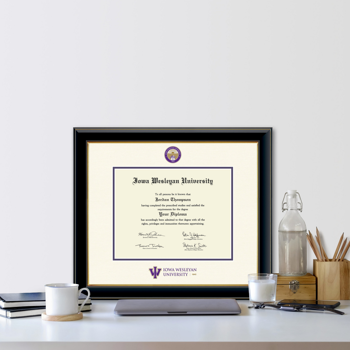 Iowa Wesleyan University Dimensions Diploma Frame in Onyx Gold - Item ...