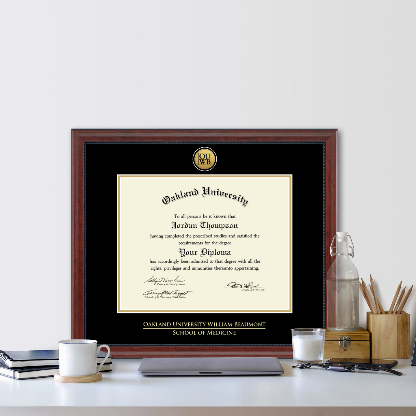 Oakland University Gold Engraved Medallion Diploma Frame in Signature ...