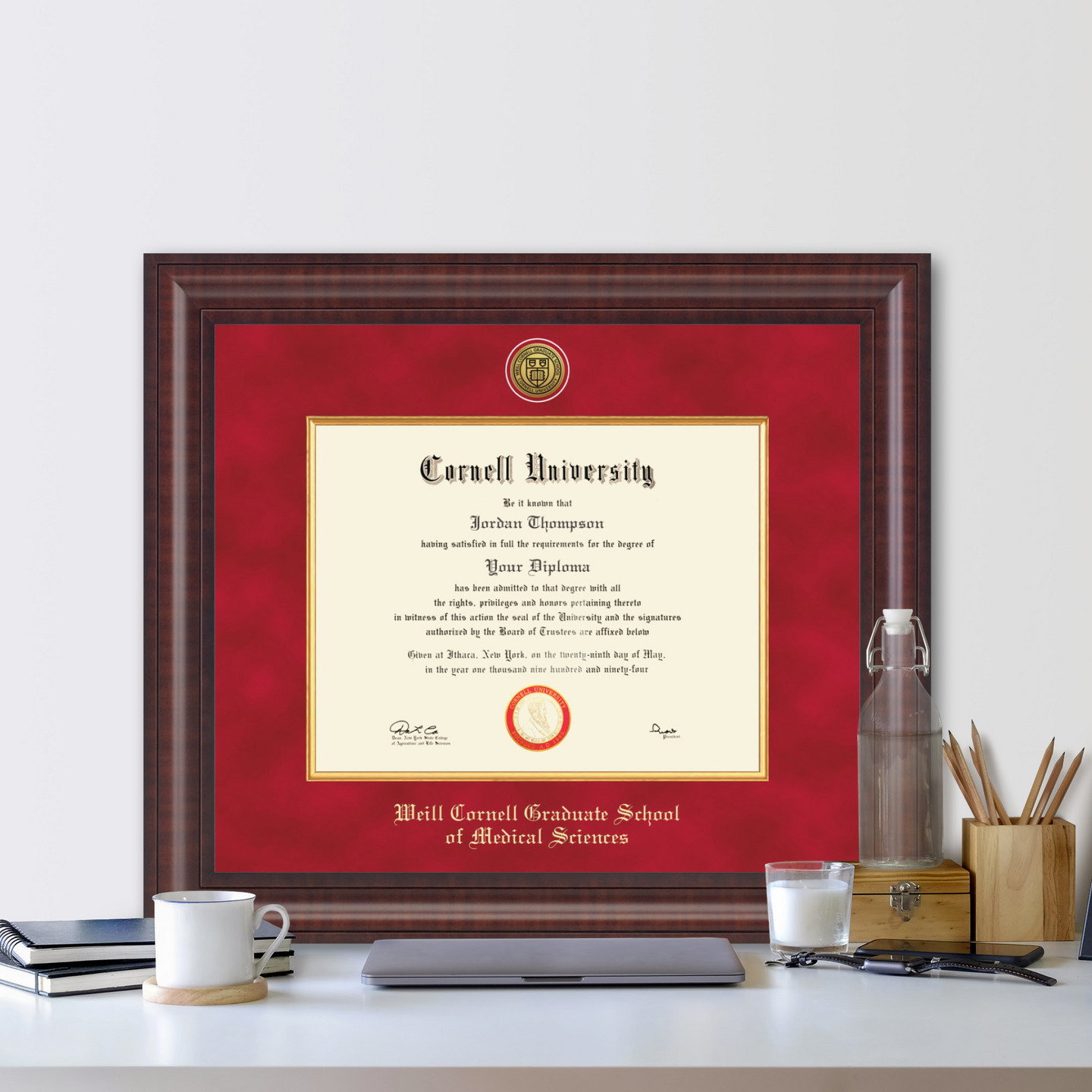 Cornell University Presidential Gold Engraved Diploma Frame in Premier ...