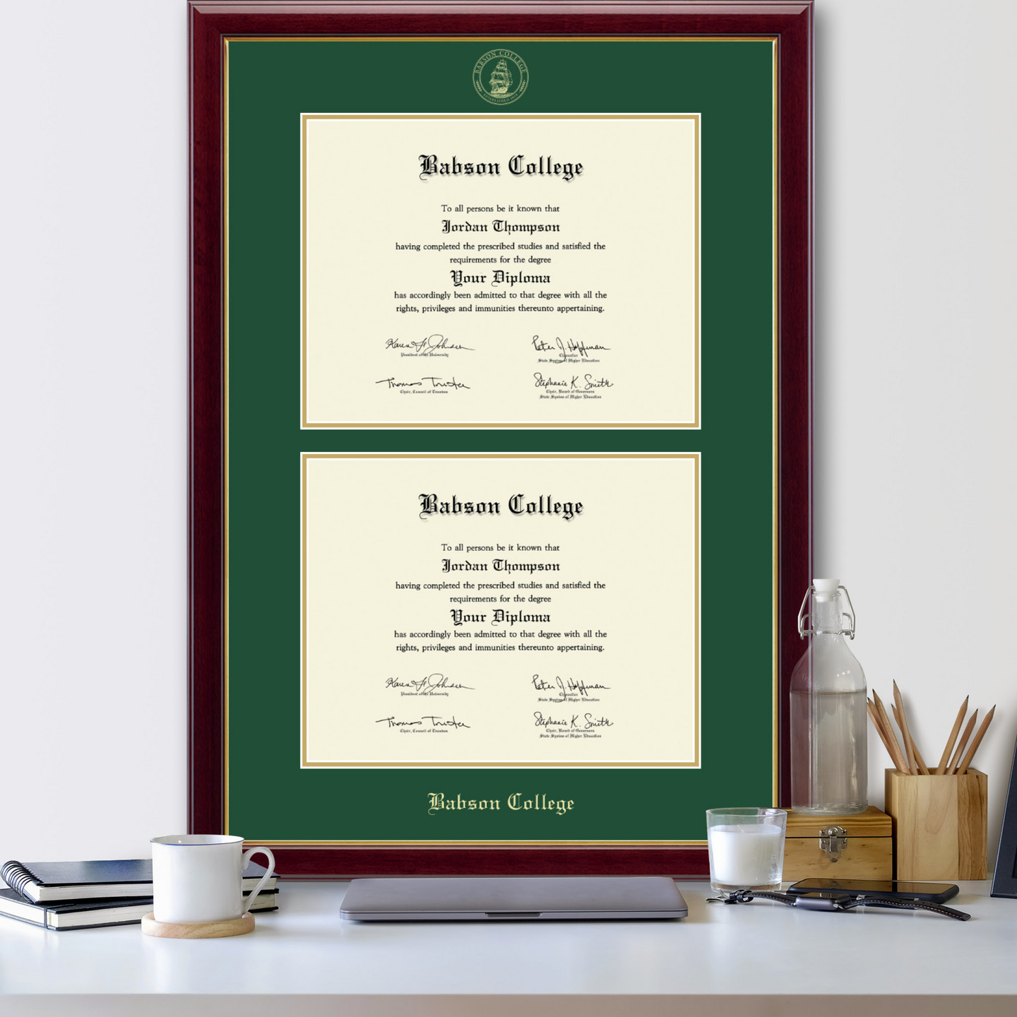 Babson College Double Diploma Frame in Gallery - Item #309500