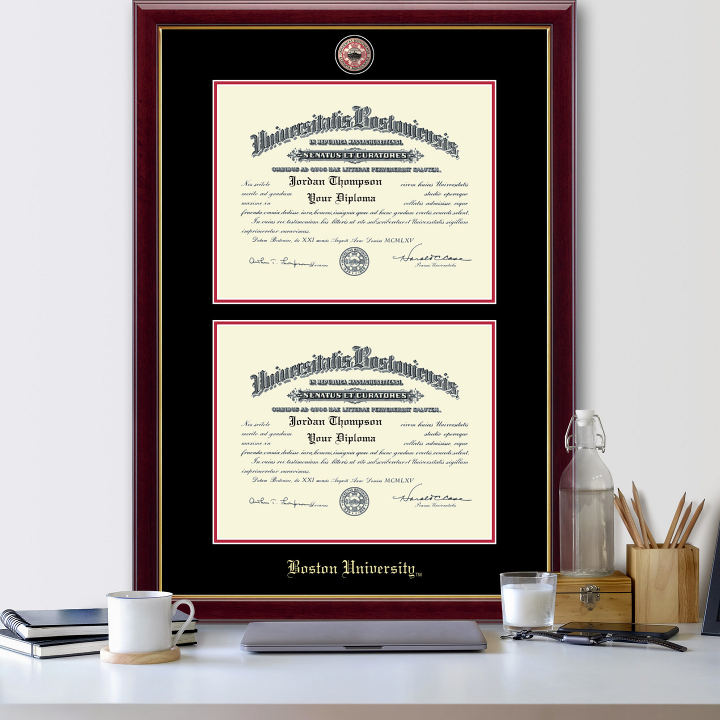 Boston University Masterpiece Medallion Double Diploma Frame in Gallery ...