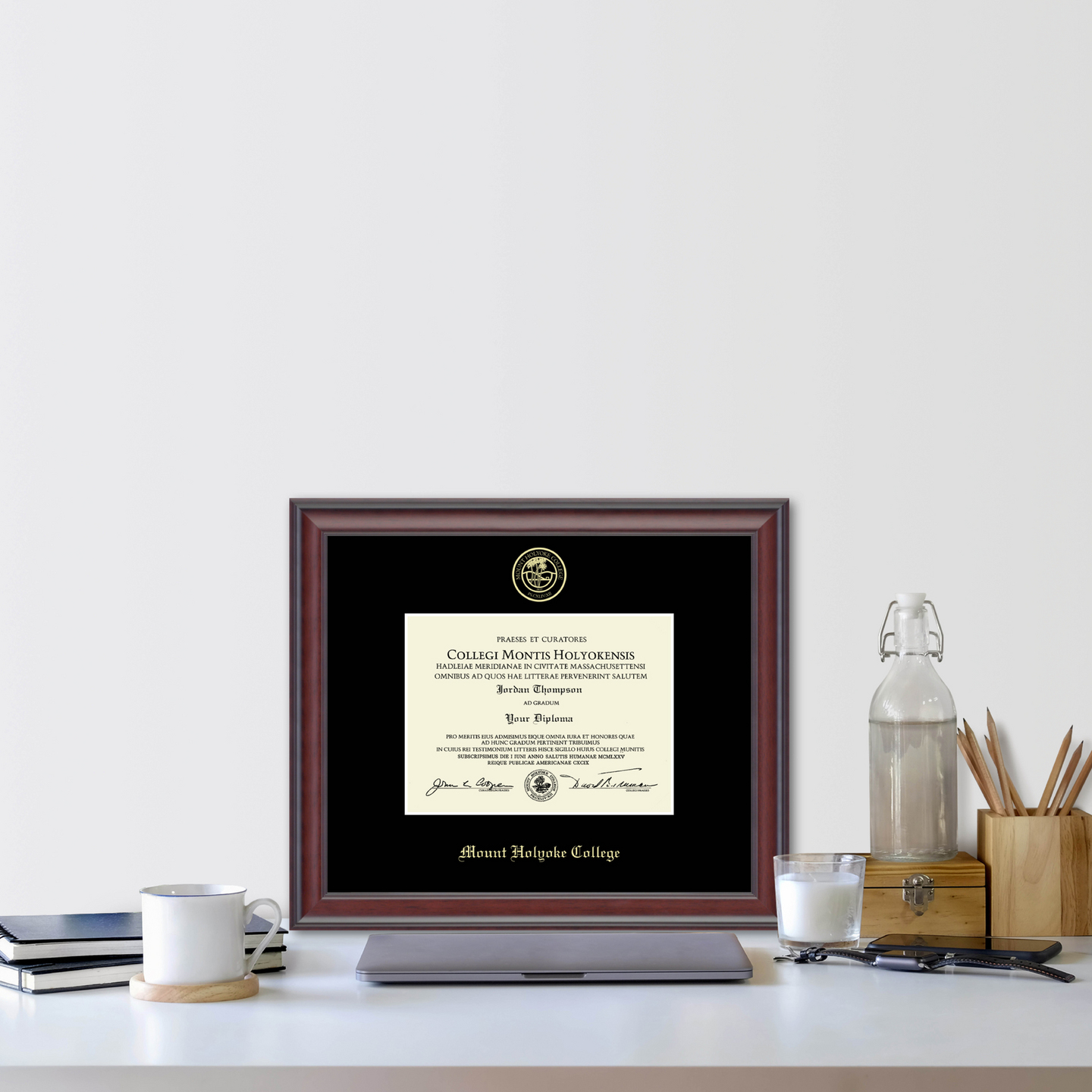 Mount Holyoke College Gold Embossed Diploma Frame in Studio - Item #312902
