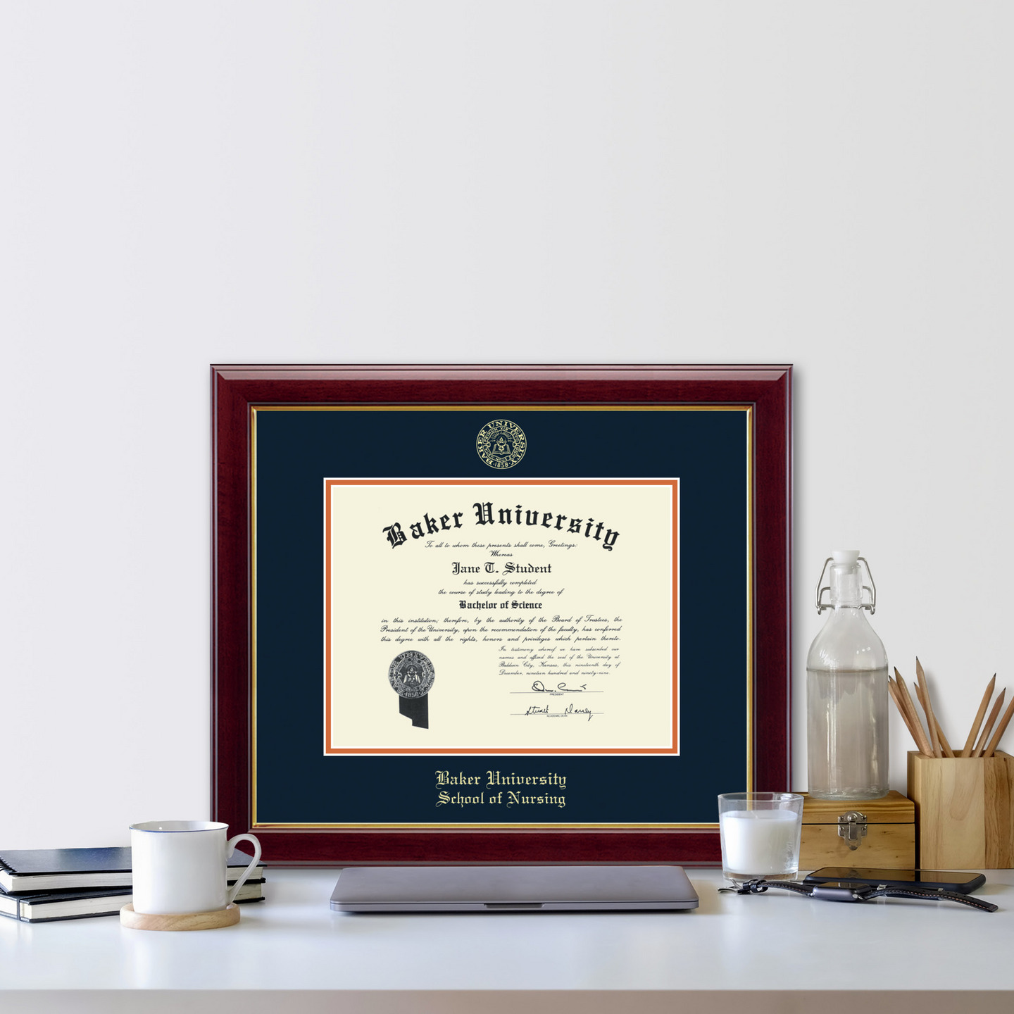 Baker University Gold Embossed Diploma Frame in Gallery - Item #308207-BNU