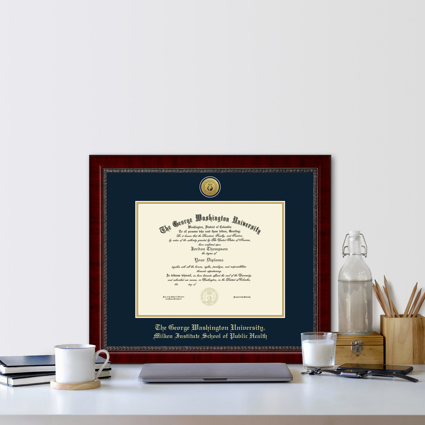 The George Washington University Gold Engraved Medallion Diploma Frame ...