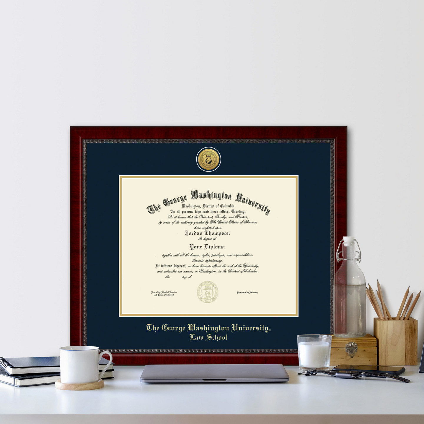 The George Washington University Gold Engraved Medallion Diploma Frame ...