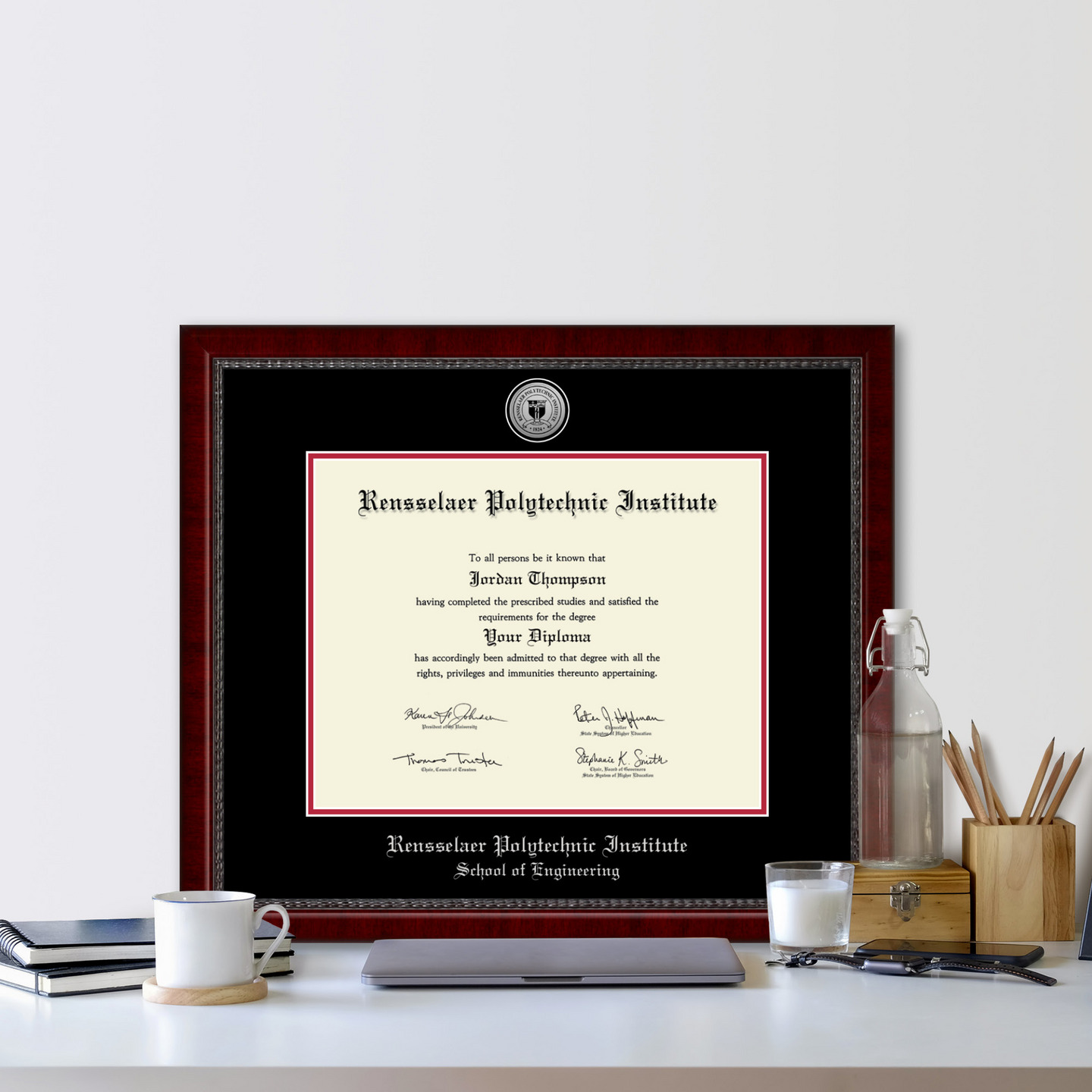 Rensselaer Polytechnic Institute Silver Engraved Medallion Diploma ...
