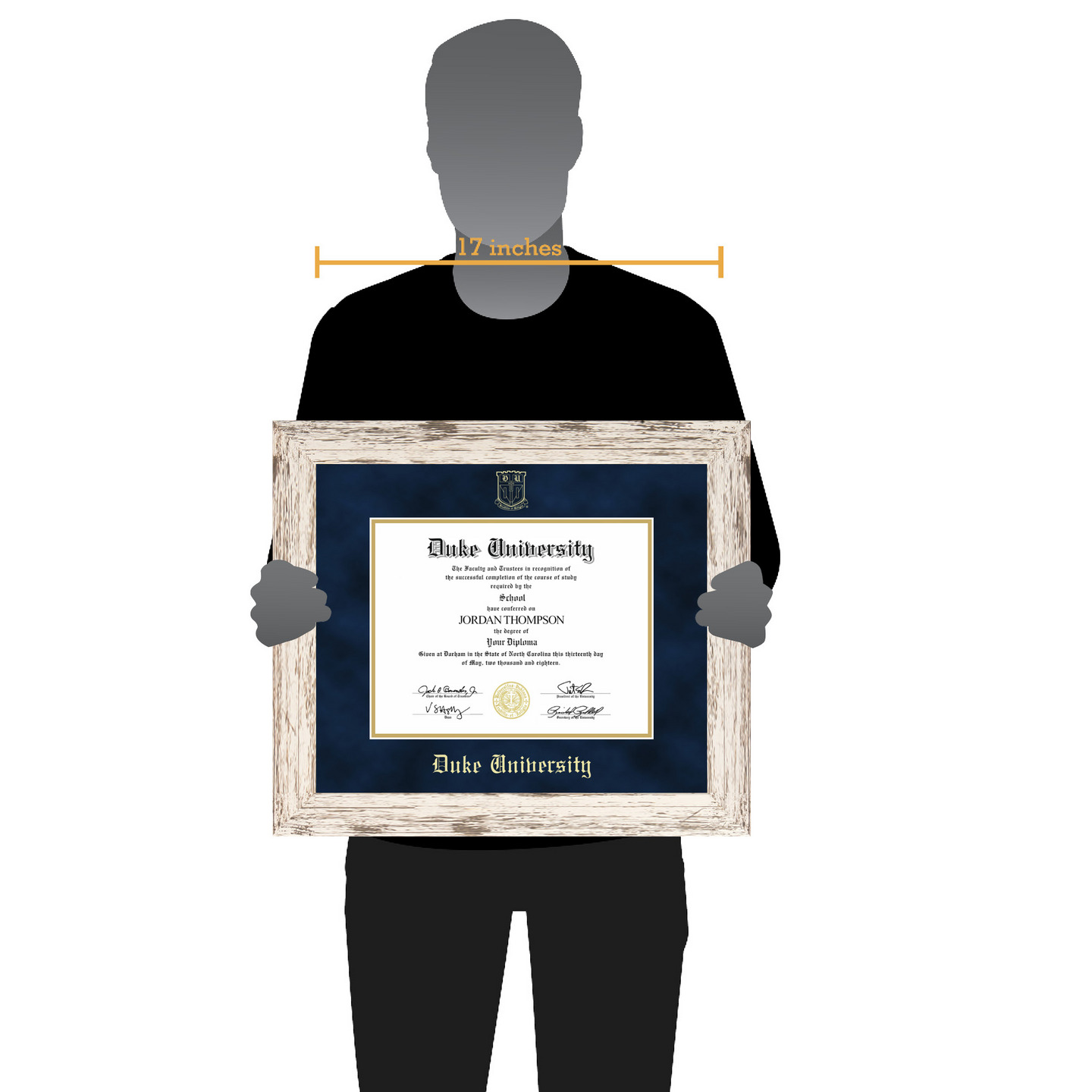 Duke University Gold Embossed Diploma Frame in Barnwood White - Item ...