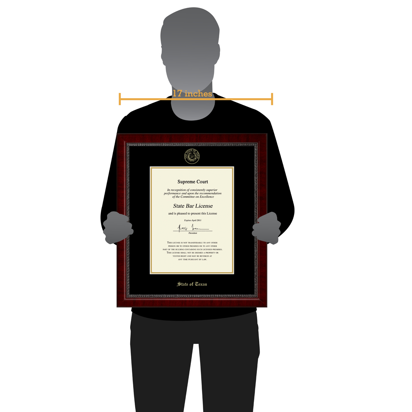 State of Texas Gold Embossed Certificate Frame in Sutton - Item #334248
