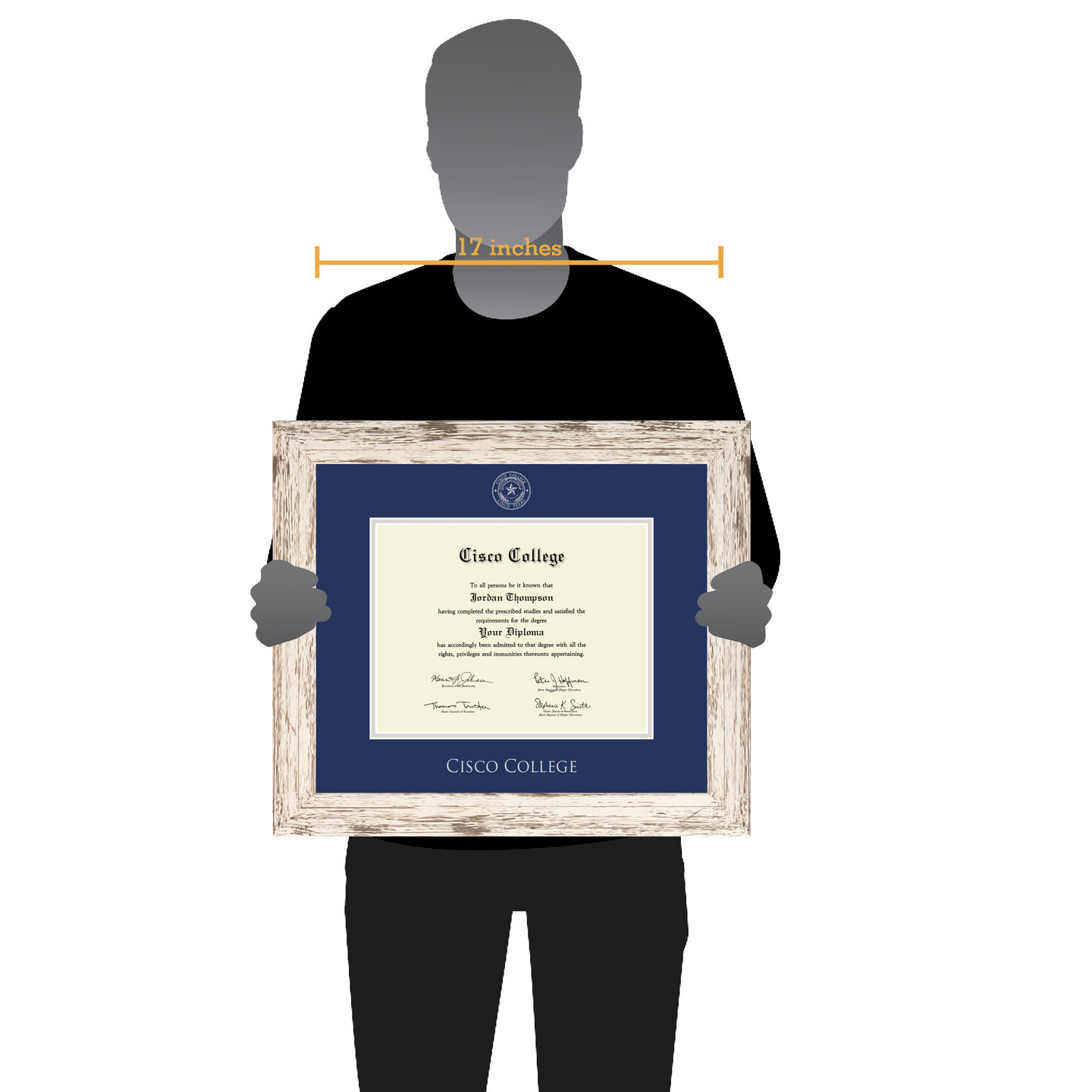 Cisco College Silver Embossed Diploma Frame in Barnwood White - Item ...