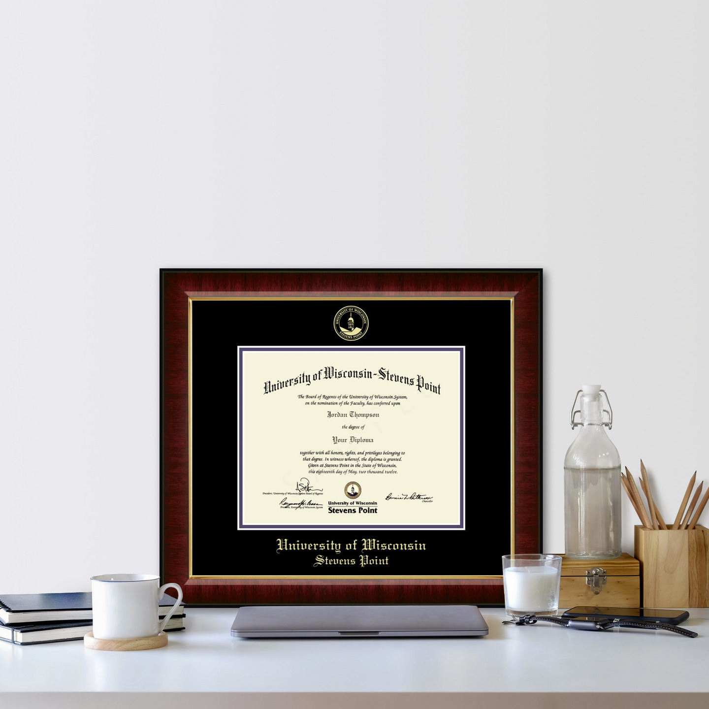 University of Wisconsin Stevens Point Gold Embossed Diploma Frame in ...
