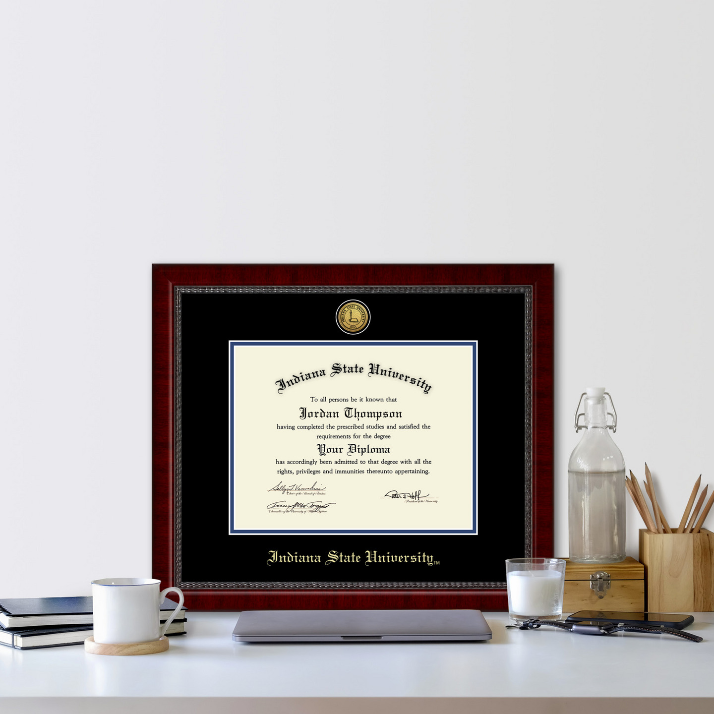 Indiana State University Gold Engraved Medallion Diploma Frame in ...