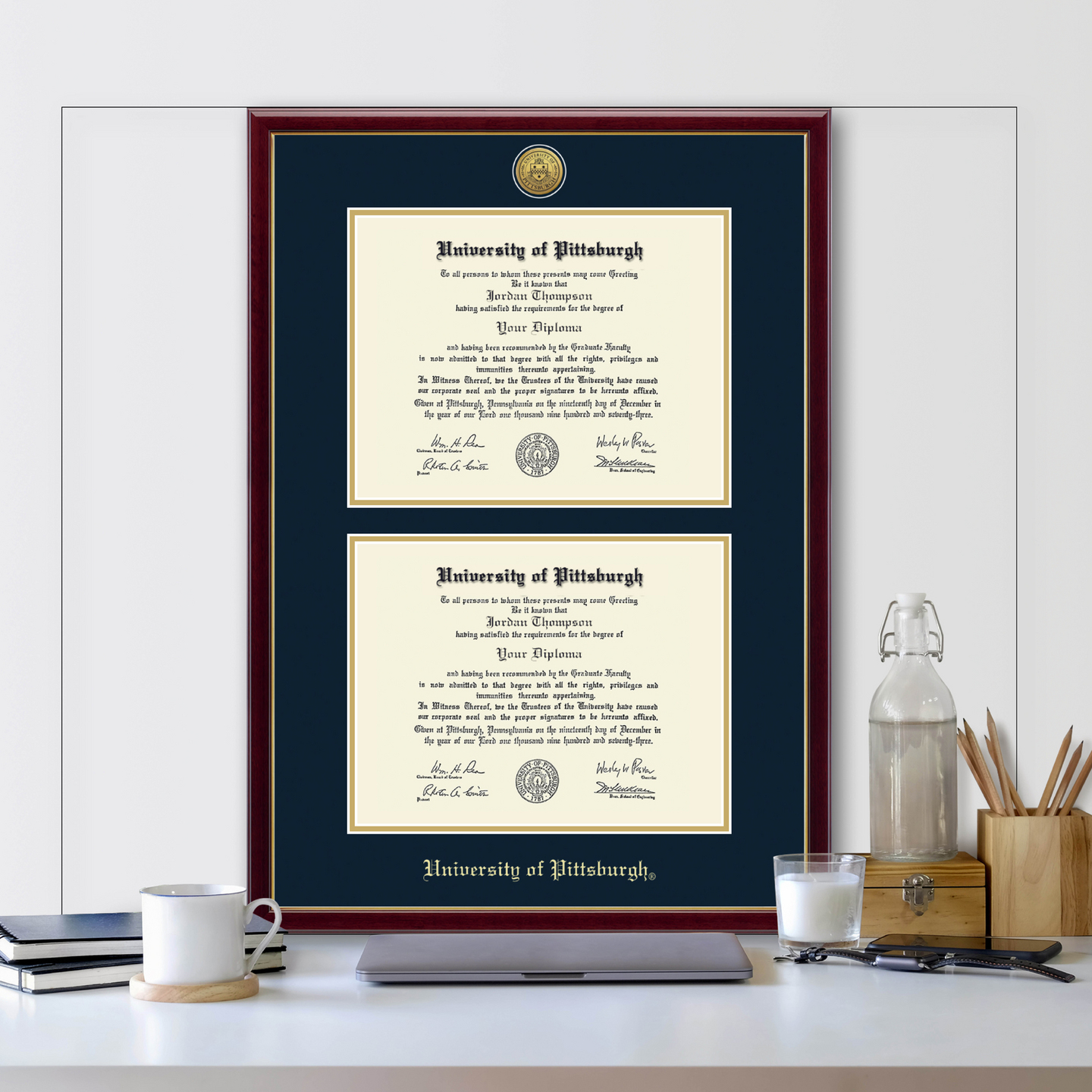 University of Pittsburgh Gold Engraved Double Diploma Frame in Galleria ...