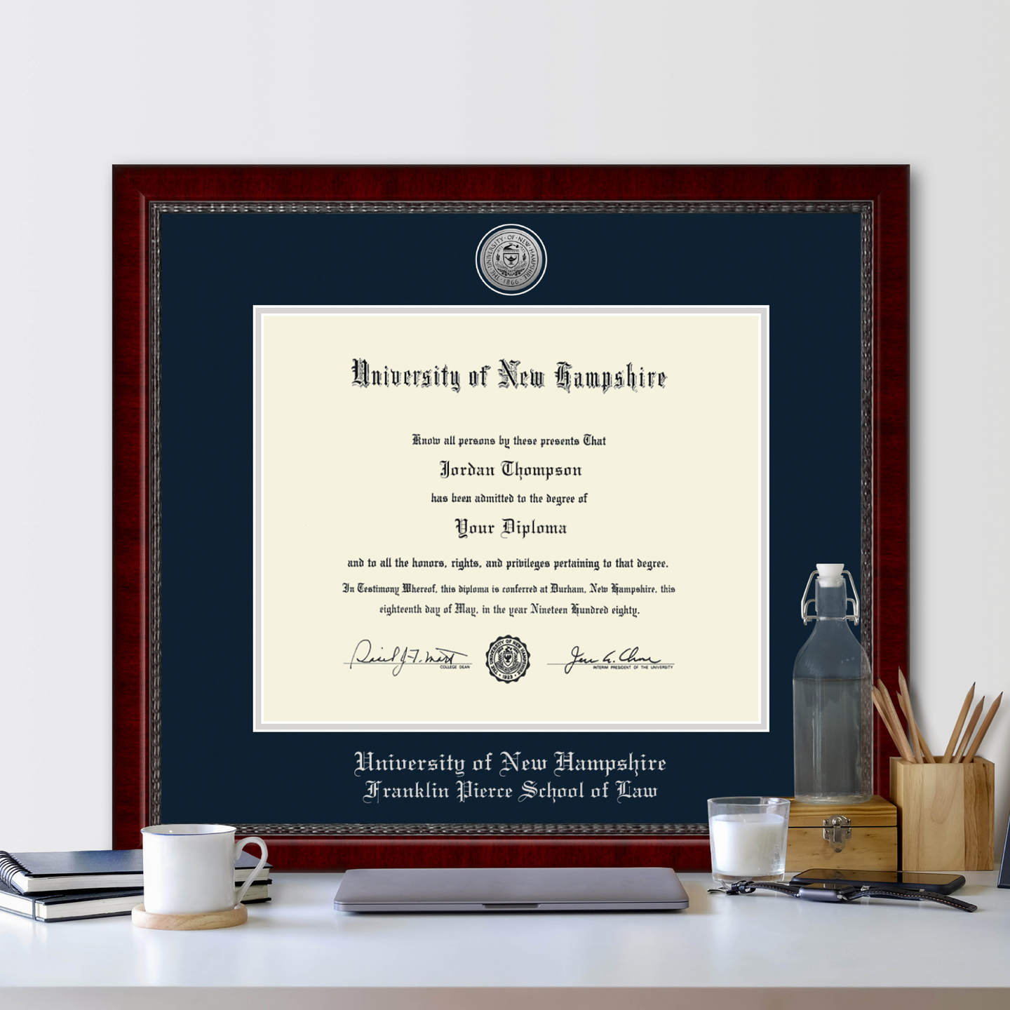 University of New Hampshire Silver Engraved Medallion Diploma Frame in Sutton - Item #344007-NFK ...