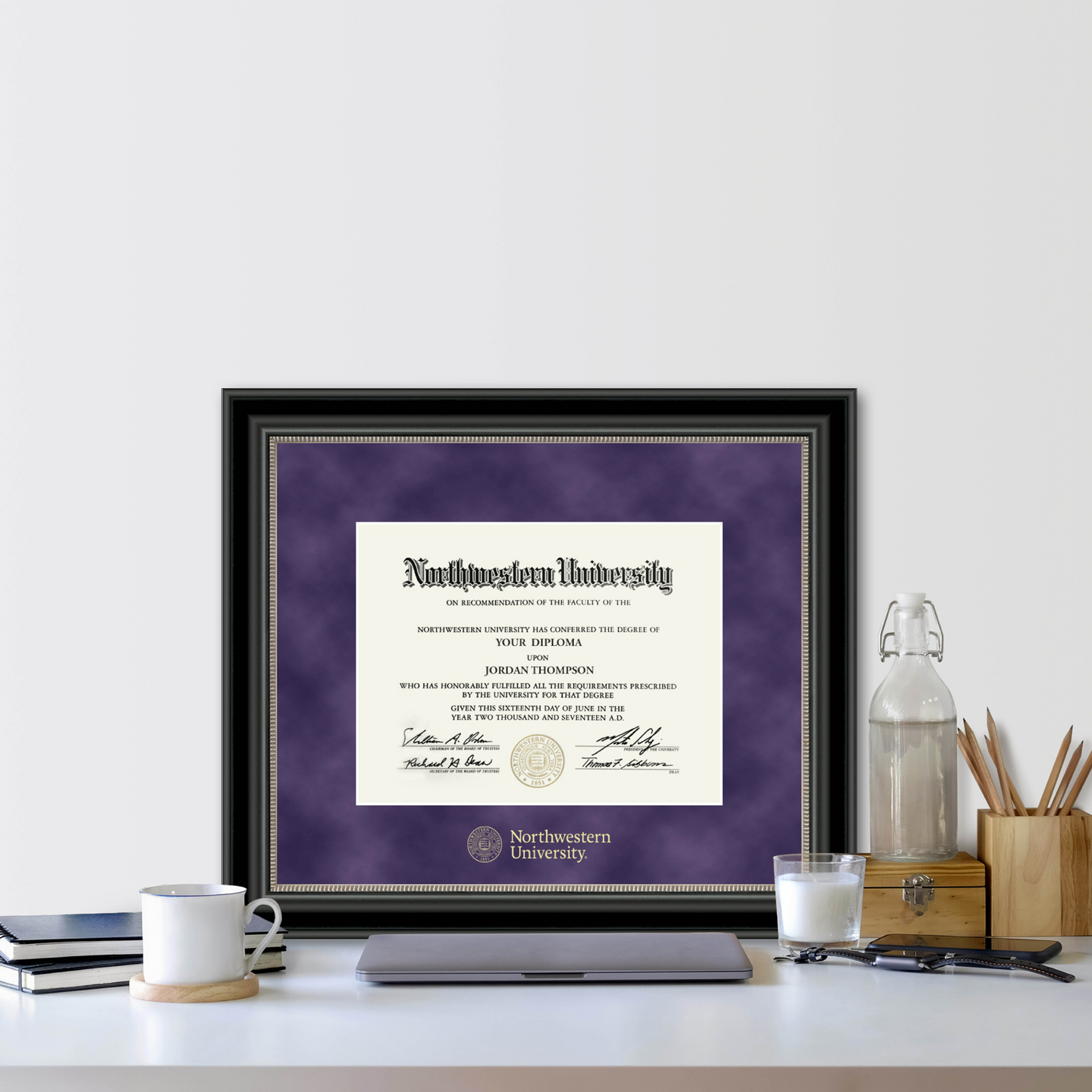 Northwestern University Gold Embossed Diploma Frame in Noir - Item #344472