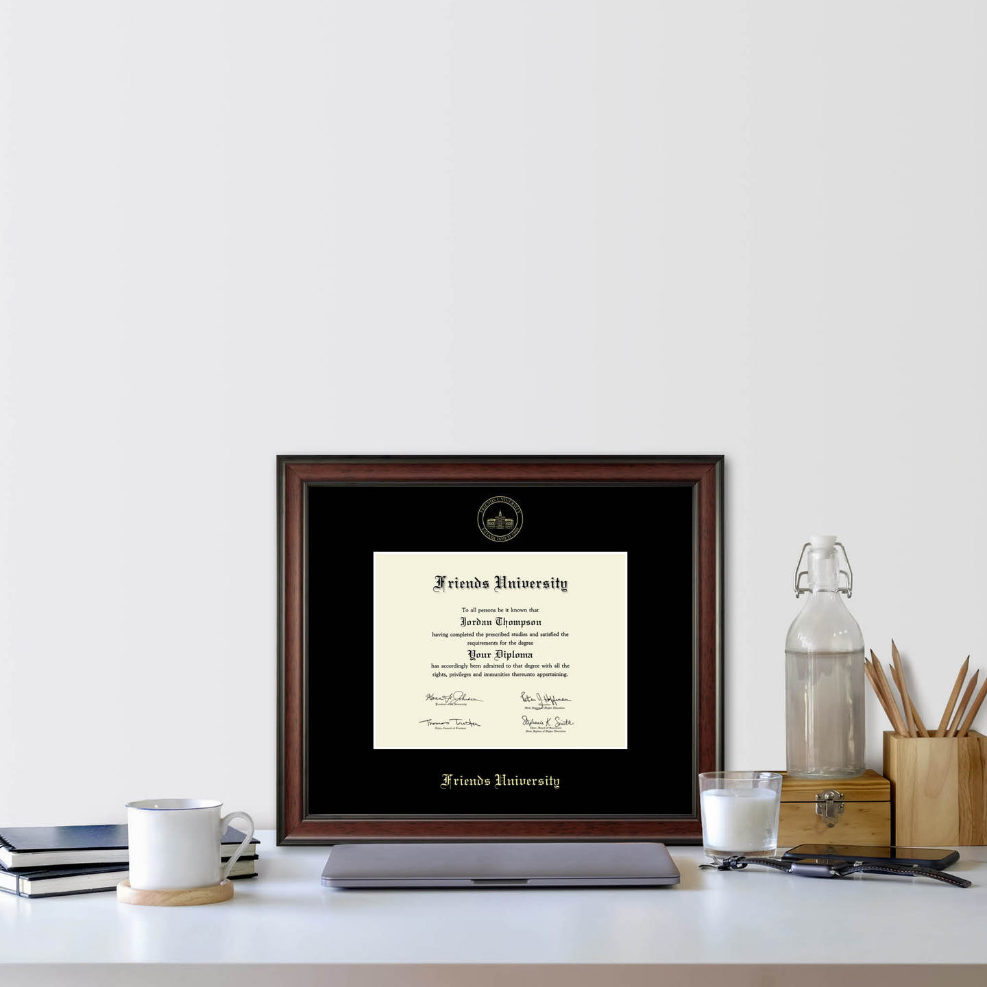 Friends University Gold Embossed Diploma Frame in Studio - Item #367394