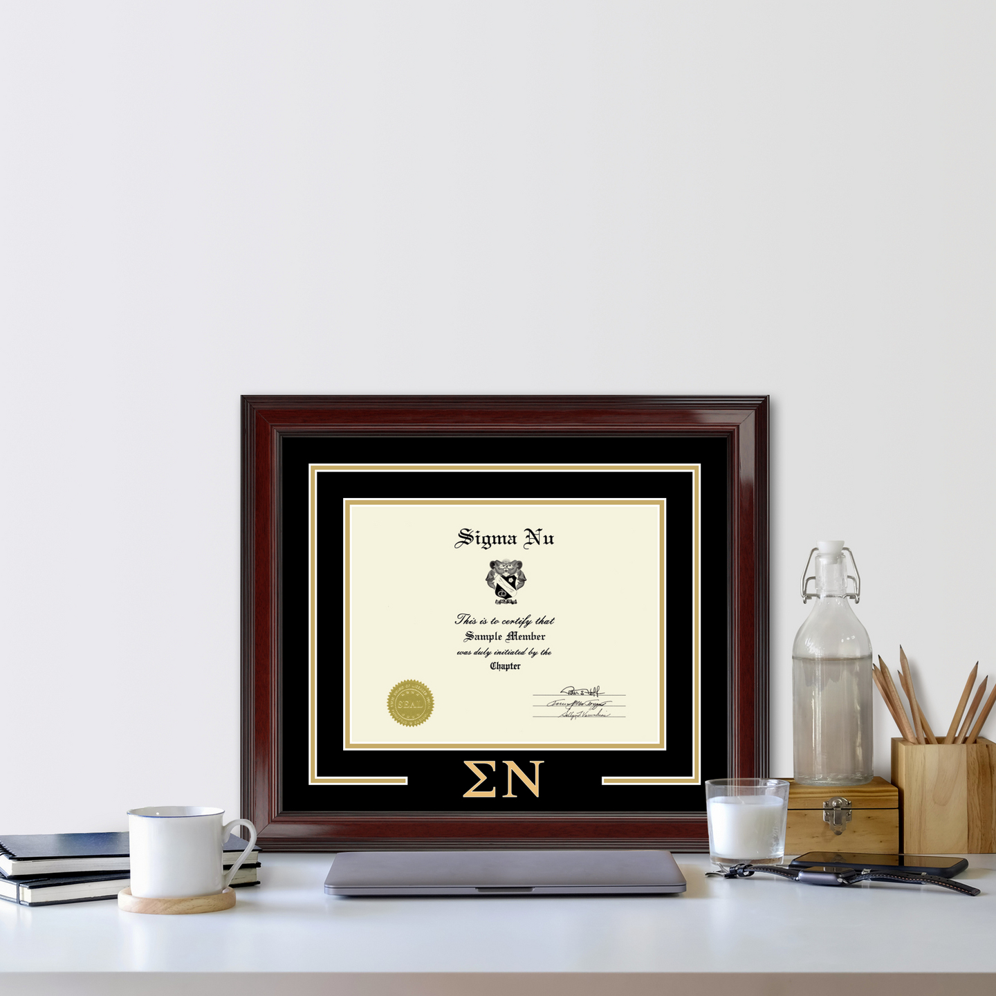 Sigma Nu Fraternity Greek Letters Certificate Frame in Encore - Item ...