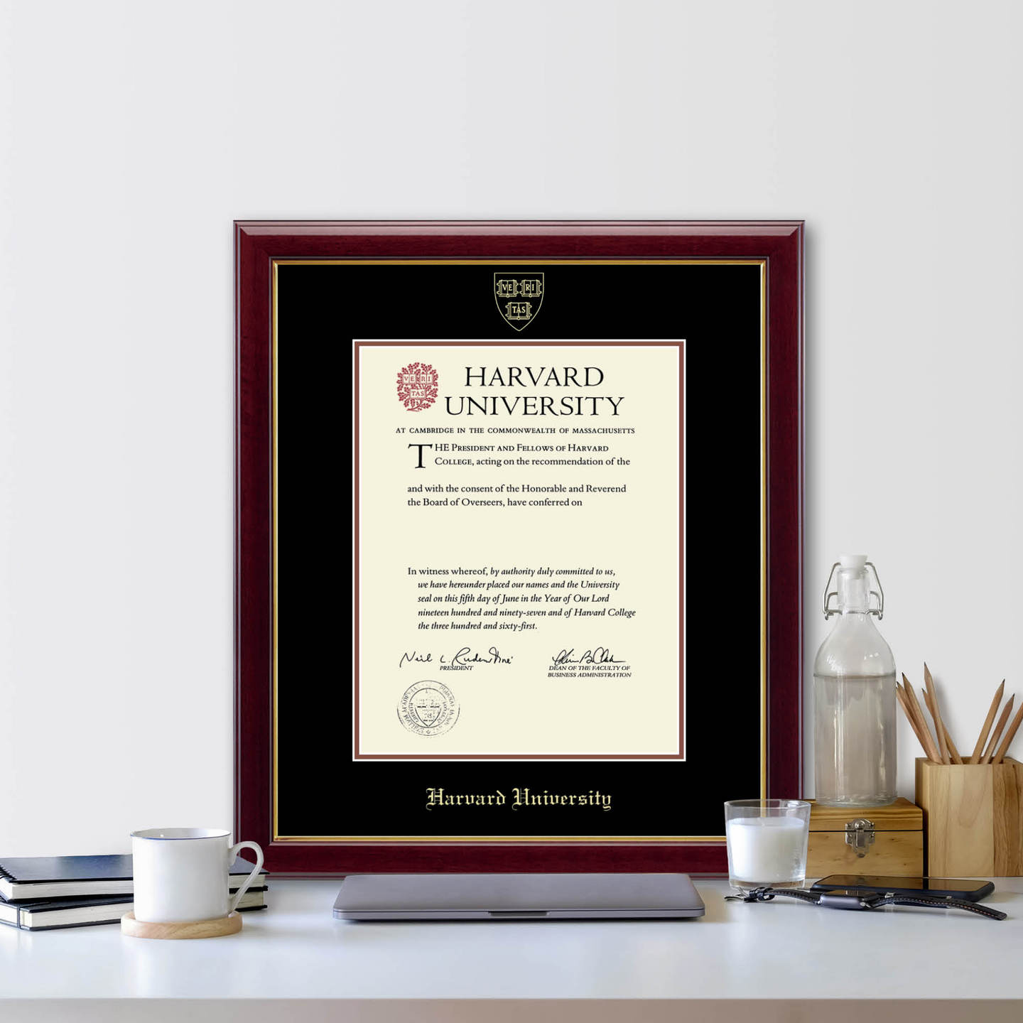 Harvard University Master's - Gold Embossed Diploma Frame in Gallery ...