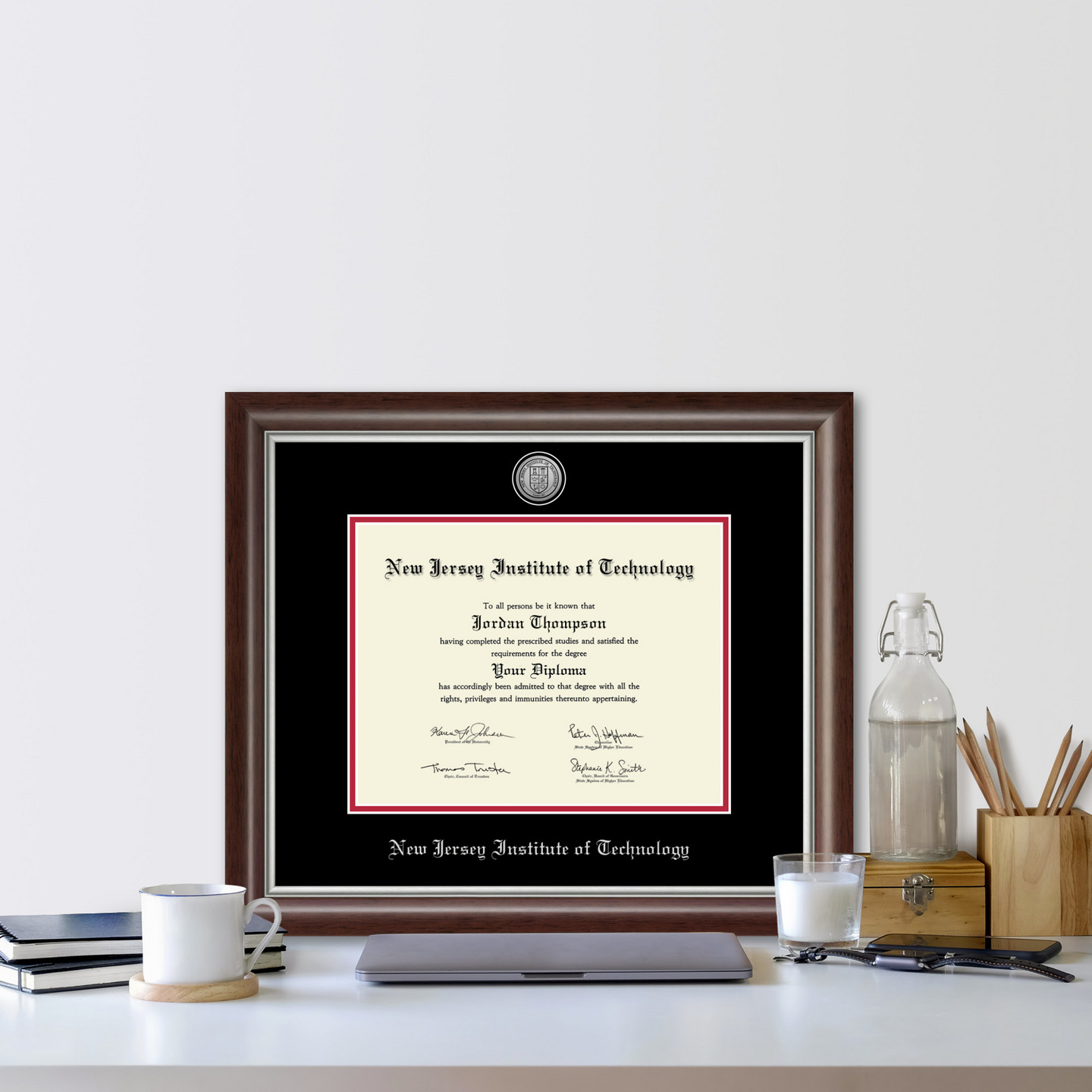 New Jersey Institute of Technology Silver Engraved Medallion Diploma ...