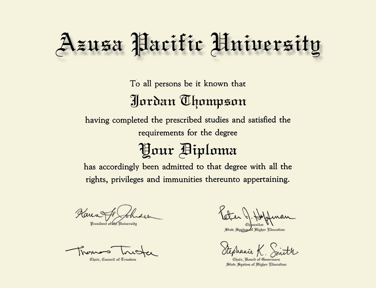 Azusa Pacific University Diploma Azusa Pacific University « Sigma Tau