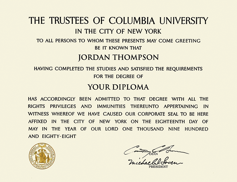 Columbia University Diploma Buy College And University Match Diploma