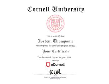 Cornell University Certificate Cornell University Data Analytics