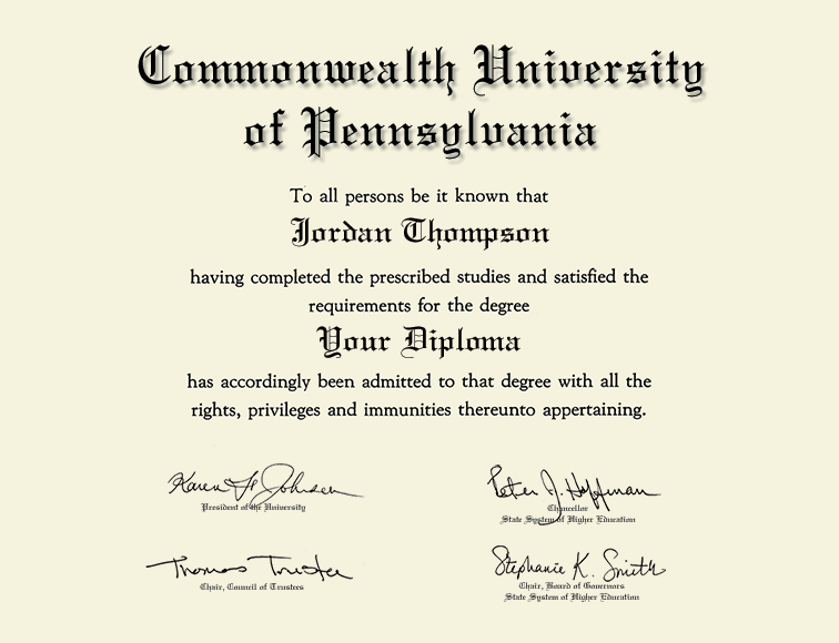 Commonwealth Of Pennsylvania Diploma Shippensburg University