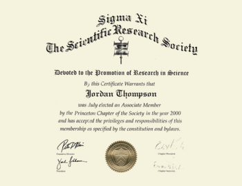 Princeton University Certificate