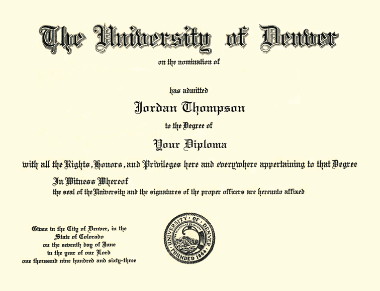 University Of Denver Diploma University Of Denver Diploma Frame