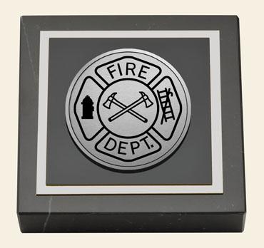 Silver Engraved Medallion Paperweight Fire Department Certificate ...