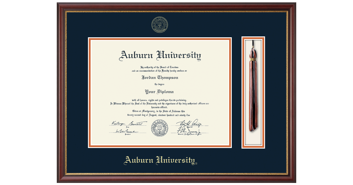 Tassel & Cord Diploma Frame in Newport Auburn University - Item #110788 ...